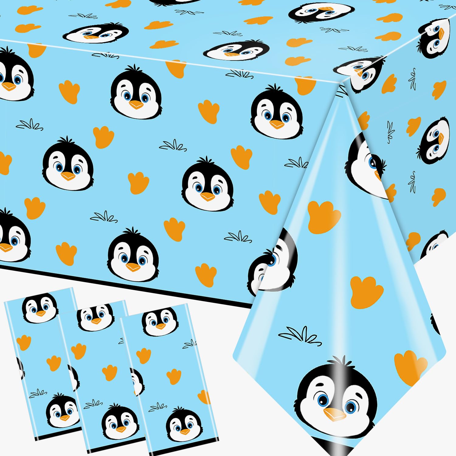 Amazon.com: OGMOGKW Penguin Birthday Decorations Tablecloth,3pcs ...