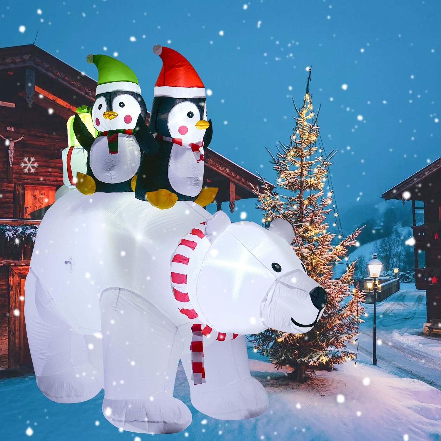 Amazon.com: DearHouse 7FT Inflatable Christmas Polar Bear with Penguin ...