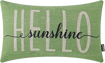 Amazon.com: Hello Sunshine on Yellow Pillow Case Outdoor Lumbar Pillow ...