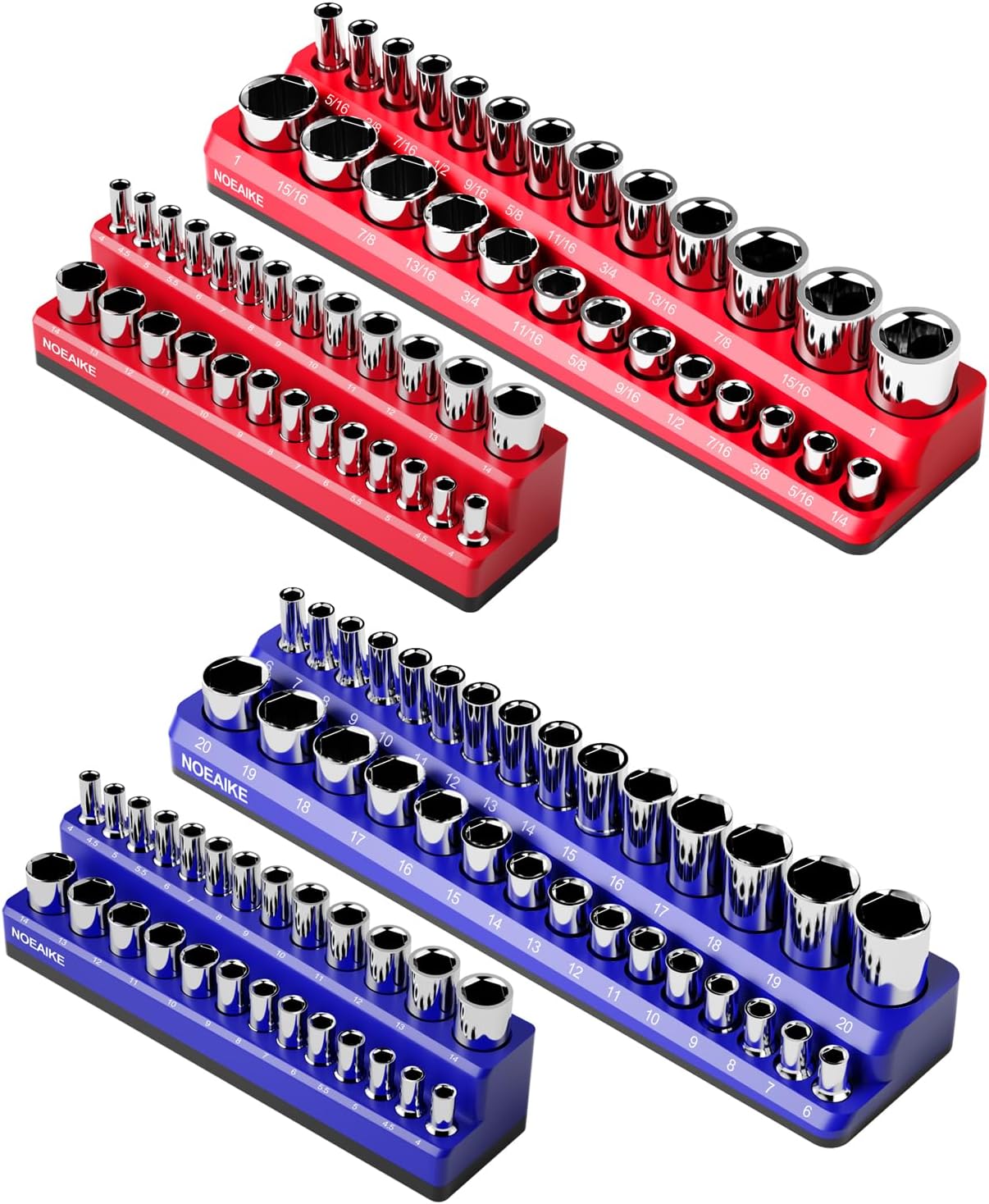 Amazon.com: Magnetic Socket Organizer, NOEAIKE 4-Pack Metric SAE Socket ...