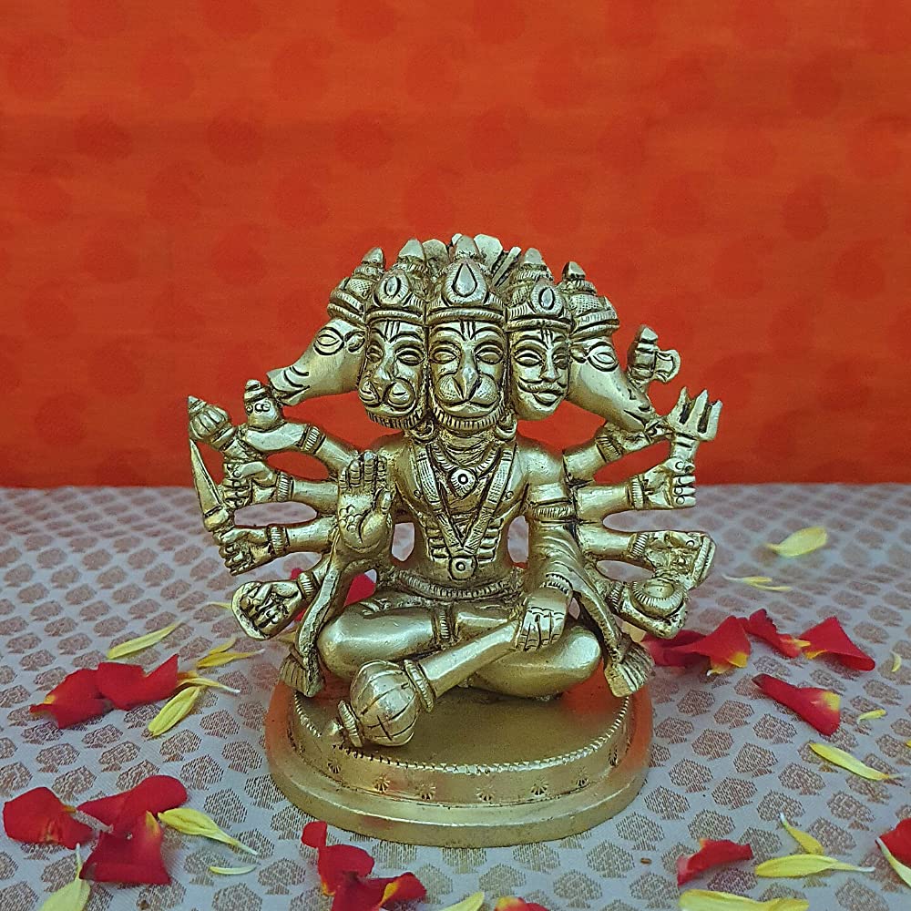 Buy Avatar Arts Brass Panchmukhi Hanuman Idol | Bajrangbali Statue ...