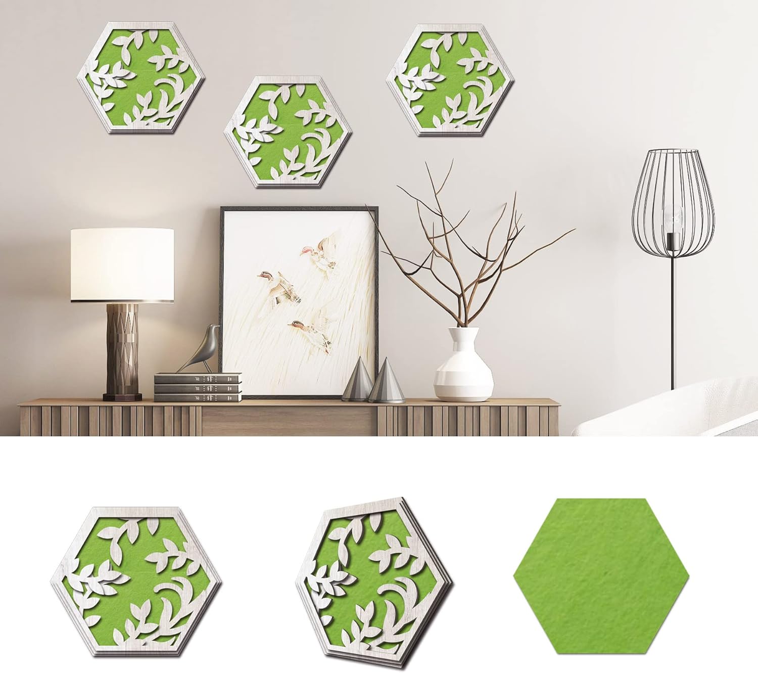 Amazon.com - SUPERDANT 1 Packs Hexagon Art Acoustic Panels Tree Green ...