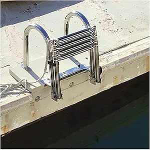Amazon.com: Stainless Steel 4 Step Folding Bulkhead Ladder with Install ...