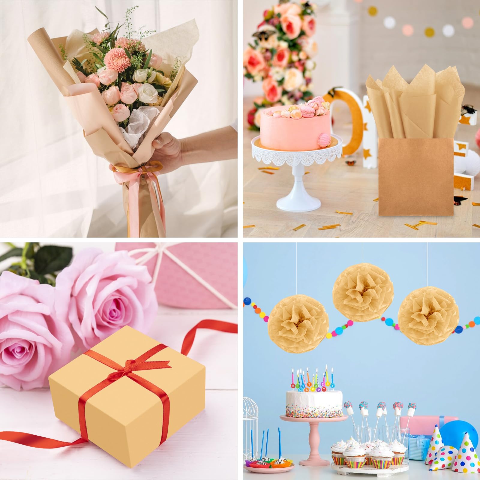 Snapklik.com : Morcheiong 120 Sheets Kraft Tissue Paper Brown Wrapping ...