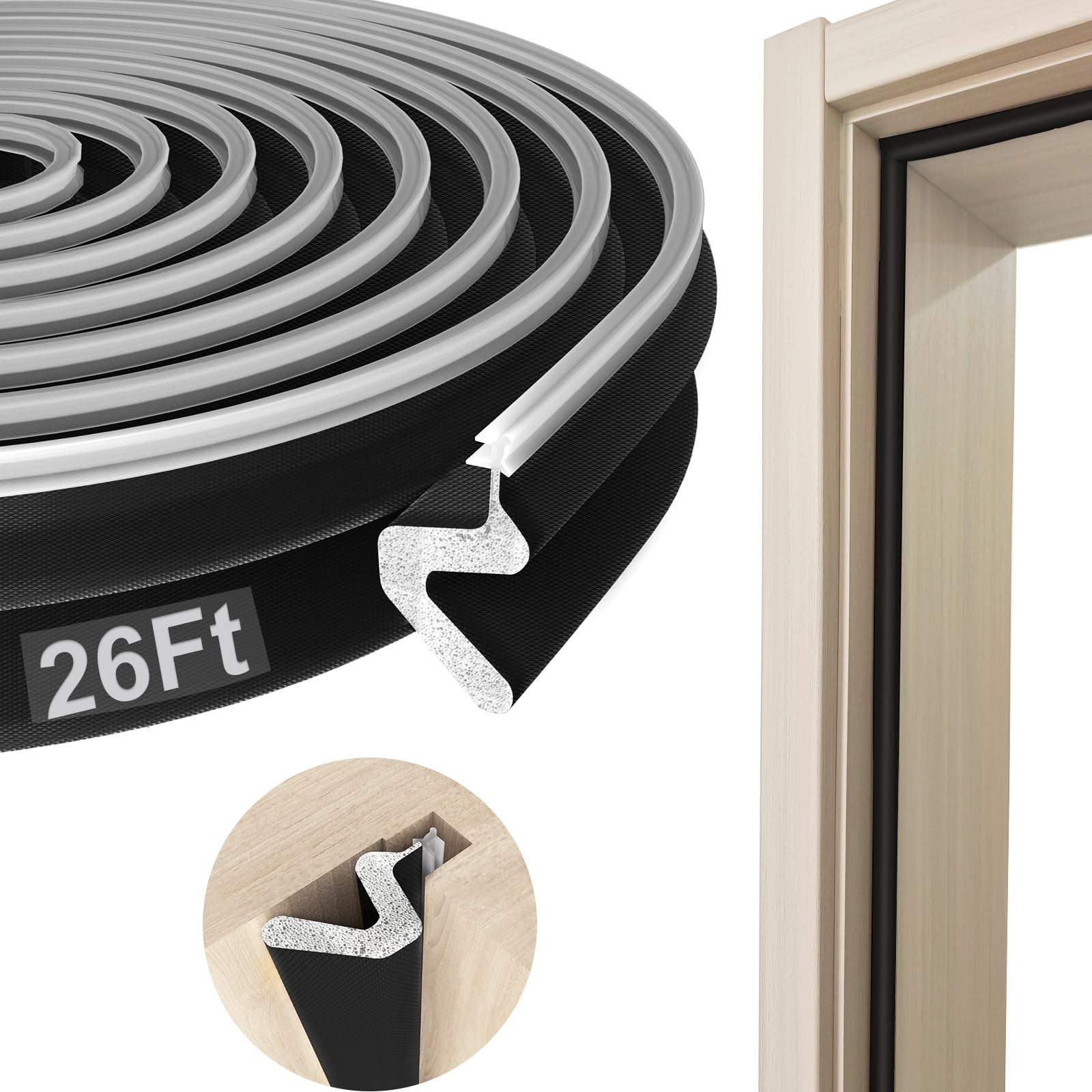 Snapklik.com : 26Feet Weather Stripping Door Seal Strip,Door ...