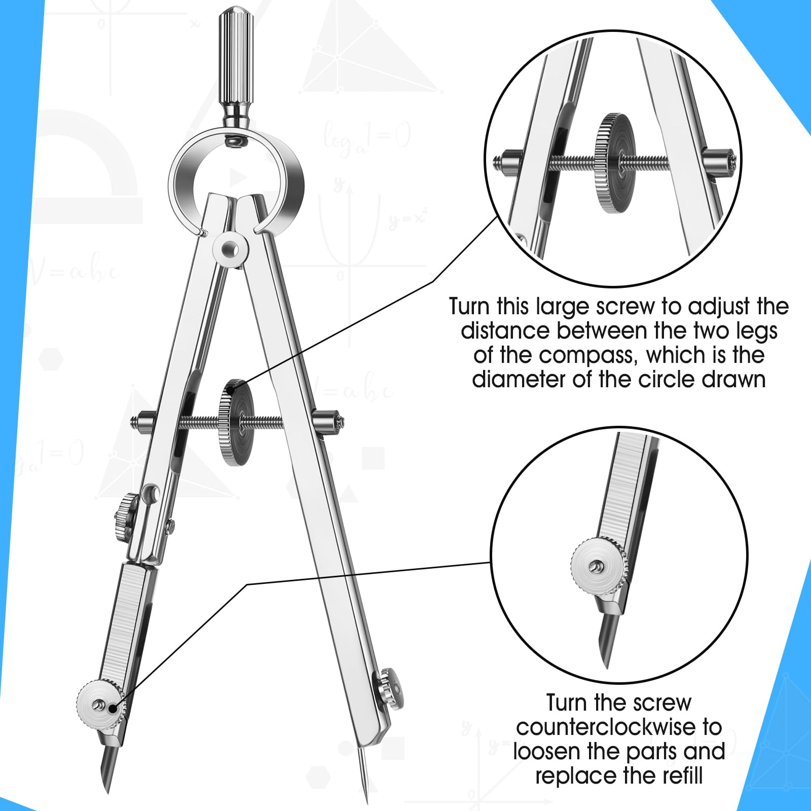 Lensatic Compass Zonon 12 Pcs Professional Geometry Compass Compass Drawing Tool Drawing Compass ...