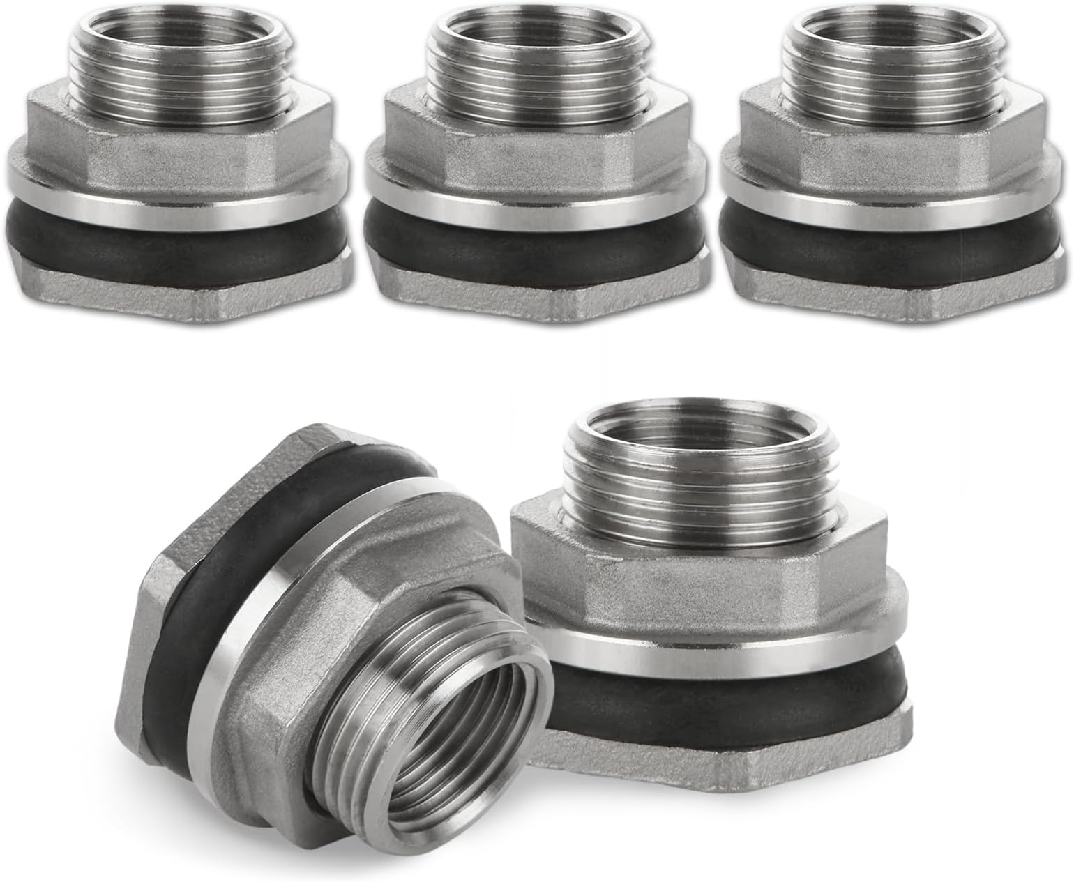 FVIEXE 5PCS 1/2 Inch Bulkhead Fitting, Stainless Steel Bulkhead ...