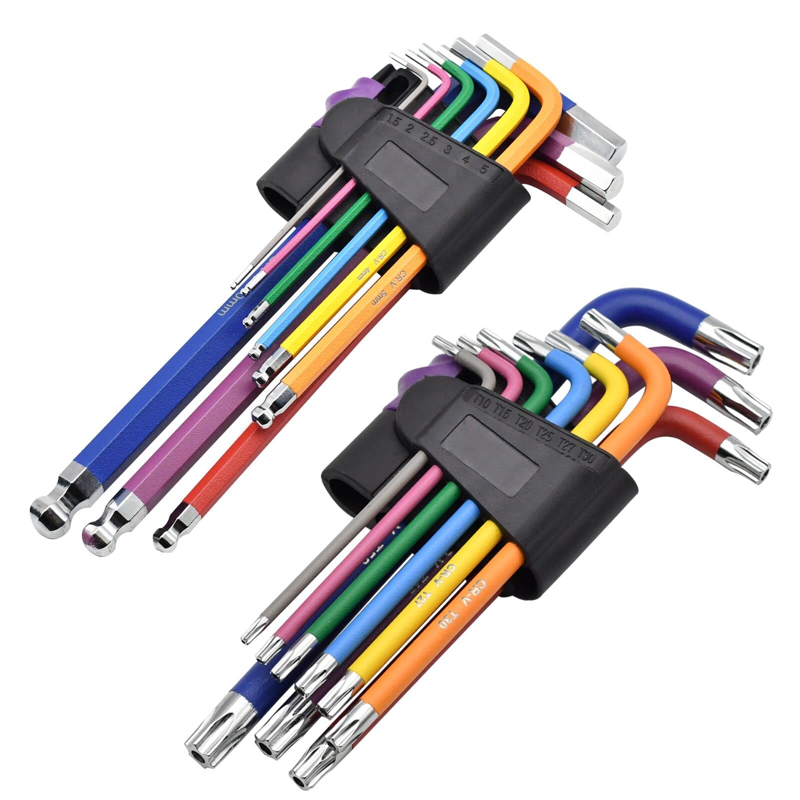 Buy 18PCS Allen Key Set,Torx and Ball End Hex Key Set Tools with Colour ...