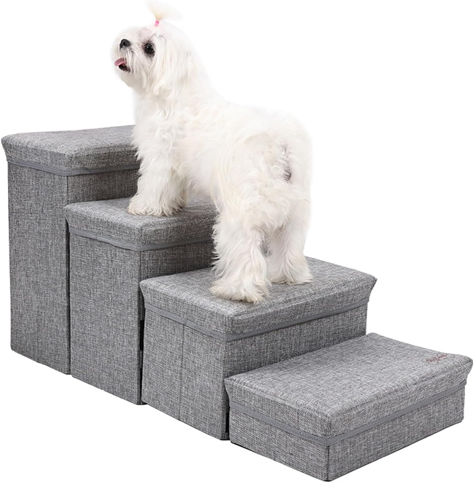 Little Bean 2 Step Dog Stairs Foldable Dog Stairs with 2 Storage Boxes ...