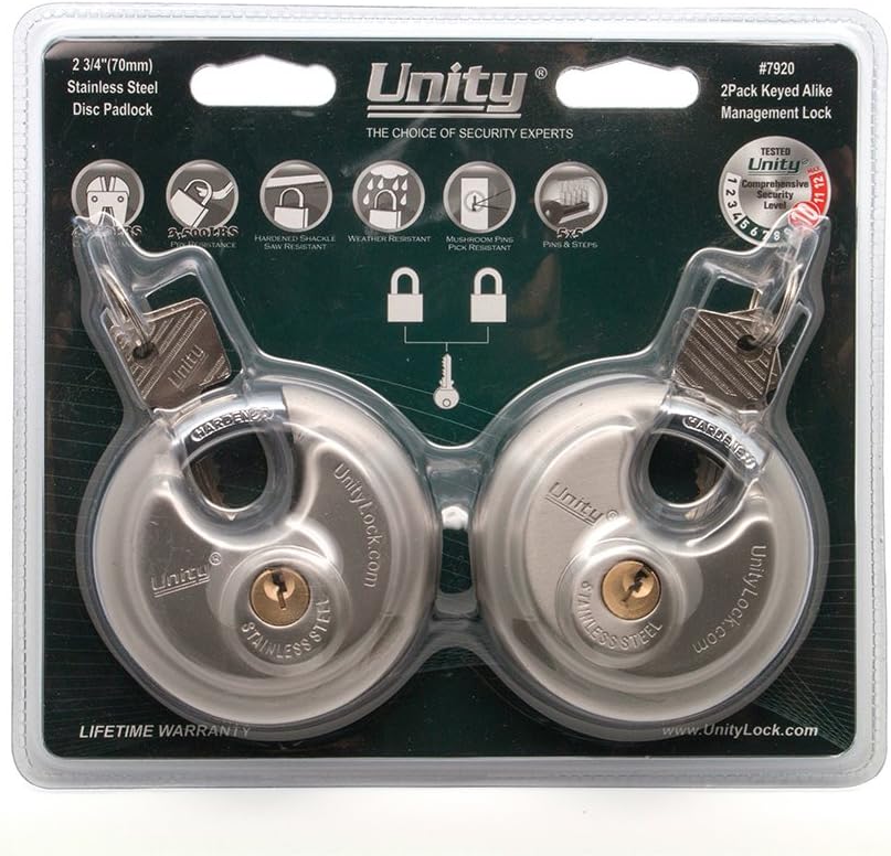 Same Keys for 2 Stainless Steel Disc Padlock 2-3/4", Self Storage disc ...