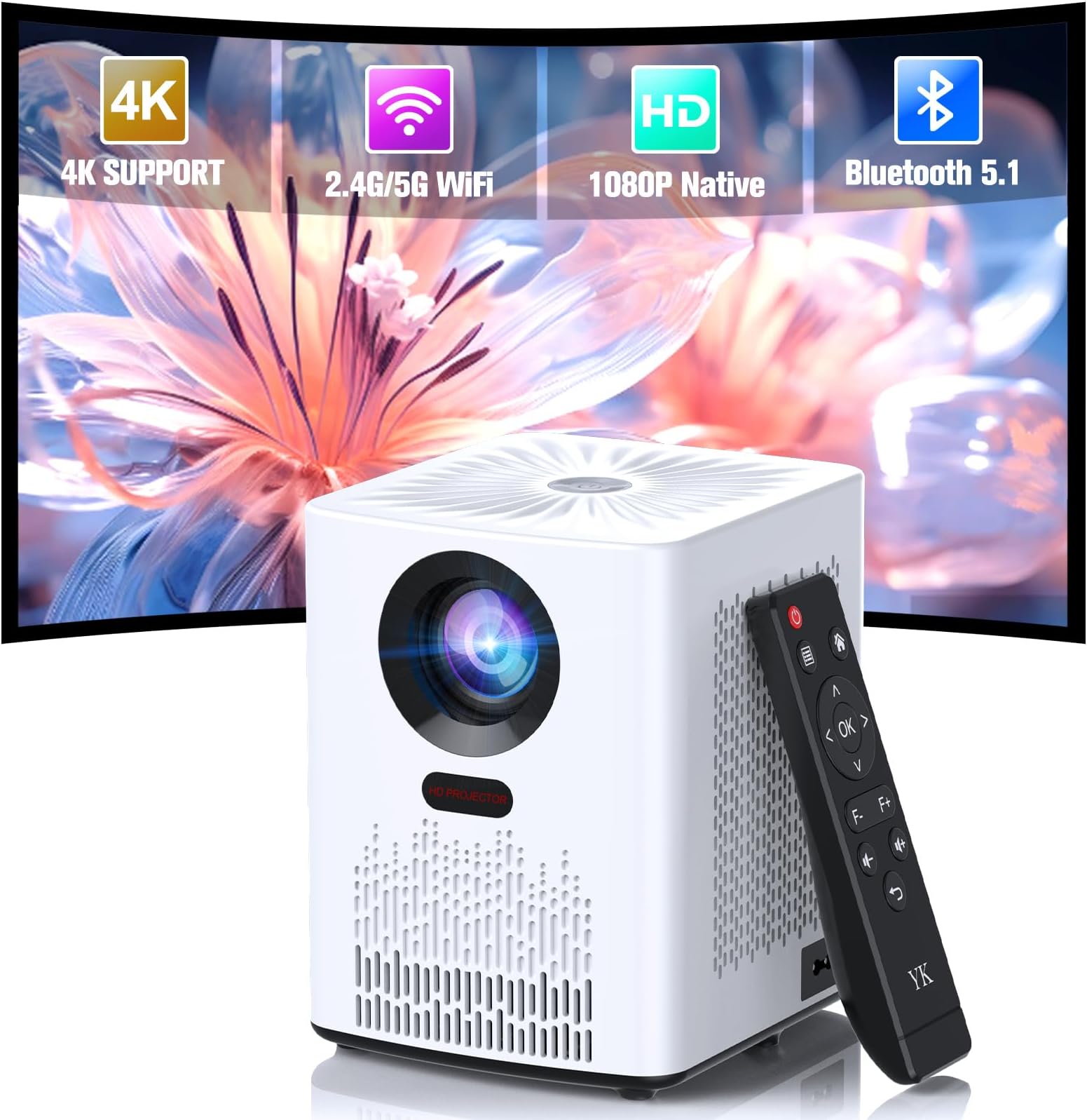 Amazon.com: Mini Projector with WiFi and Bluetooth 1080P Full HD ...