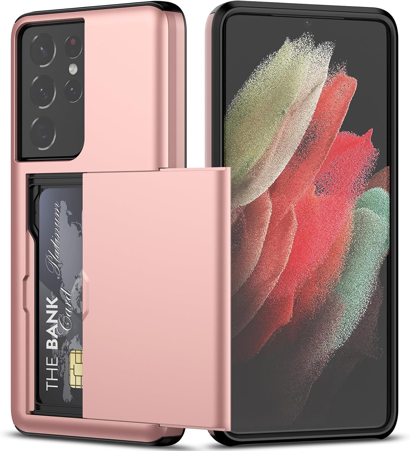 Amazon.com: Nvollnoe for Samsung S21 Ultra Case with Card Holder Dual Layer Heavy Duty ...