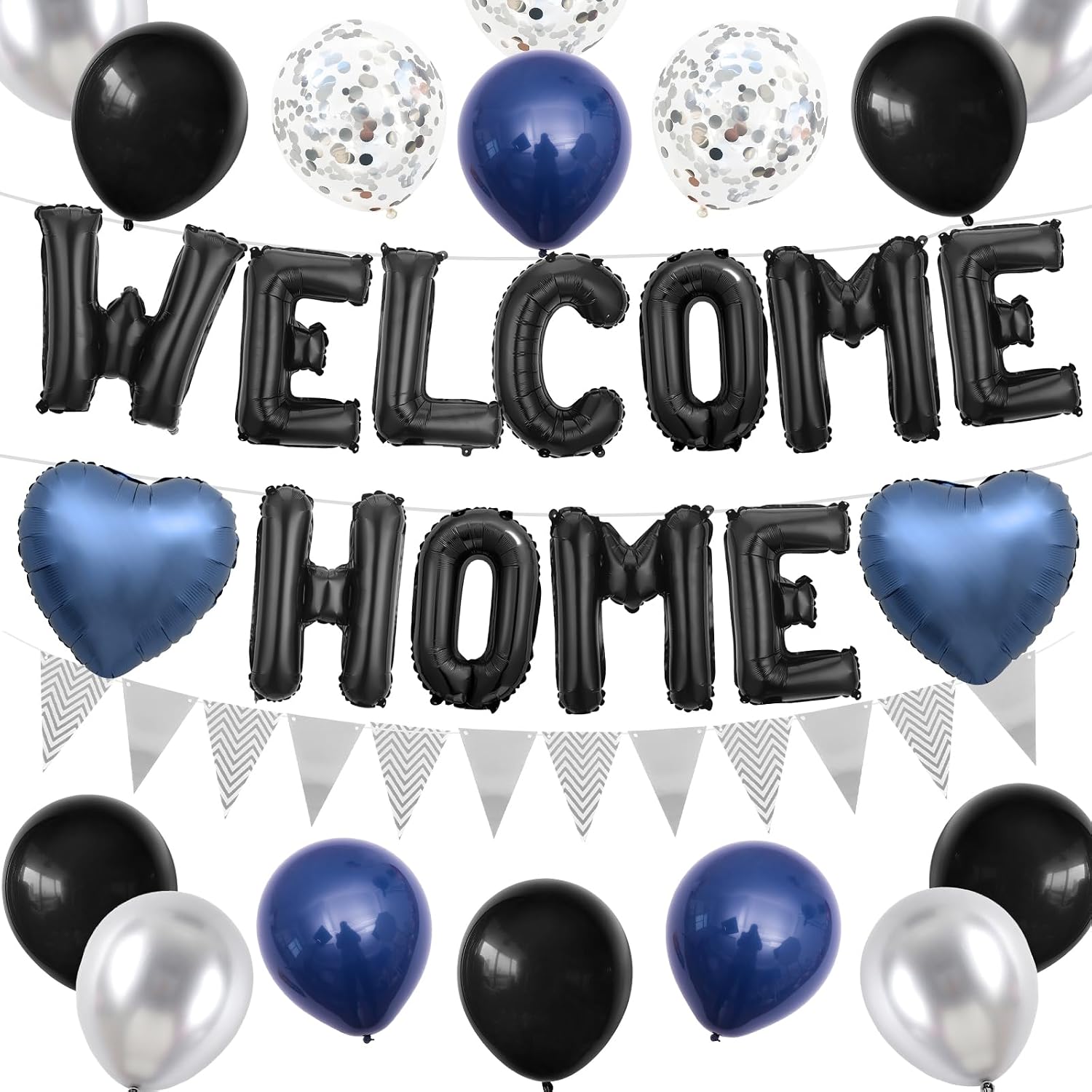 Amazon.com: Welcome Home Decorations Black Blue Silver,Black Welcome ...