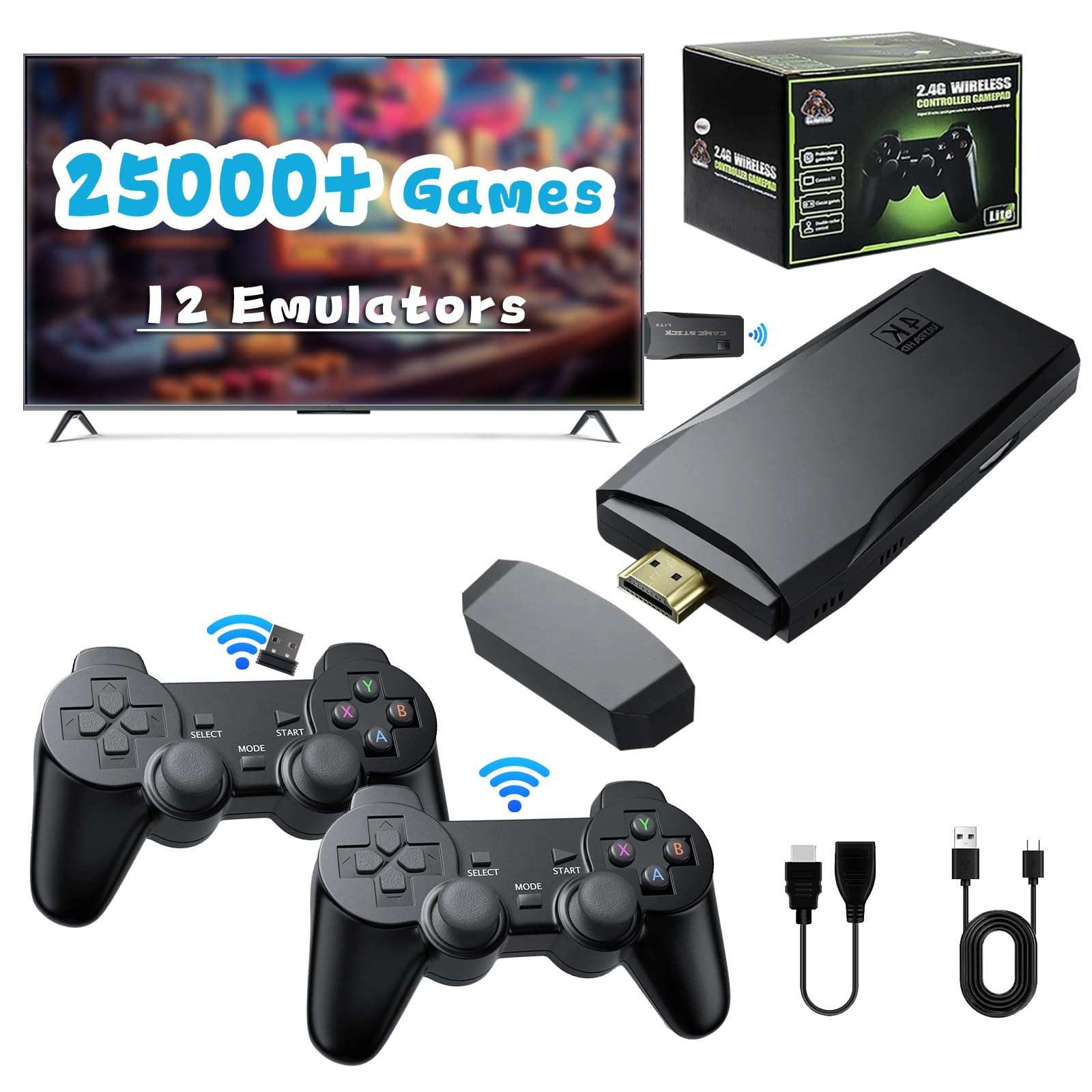M8 Retro Game Console Stick, 64G Emulator Console with 25000+ Plug and ...