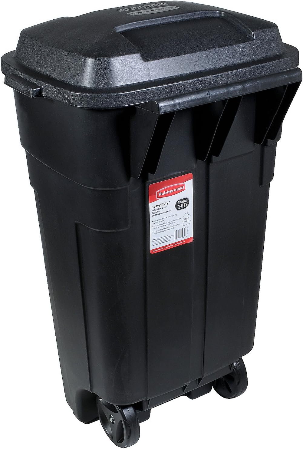 Amazon.com: Rubbermaid Roughneck Heavy-Duty Wheeled Trash Can with Lid ...