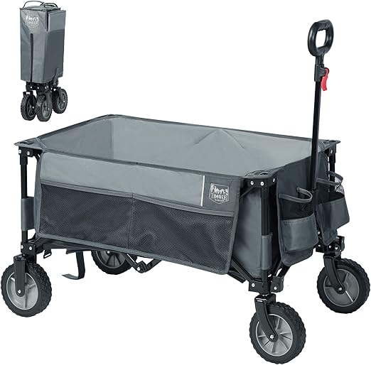 TIMBER RIDGE Chariot de Jardin Pliable 4 Roues, Chariot de Transport à ...