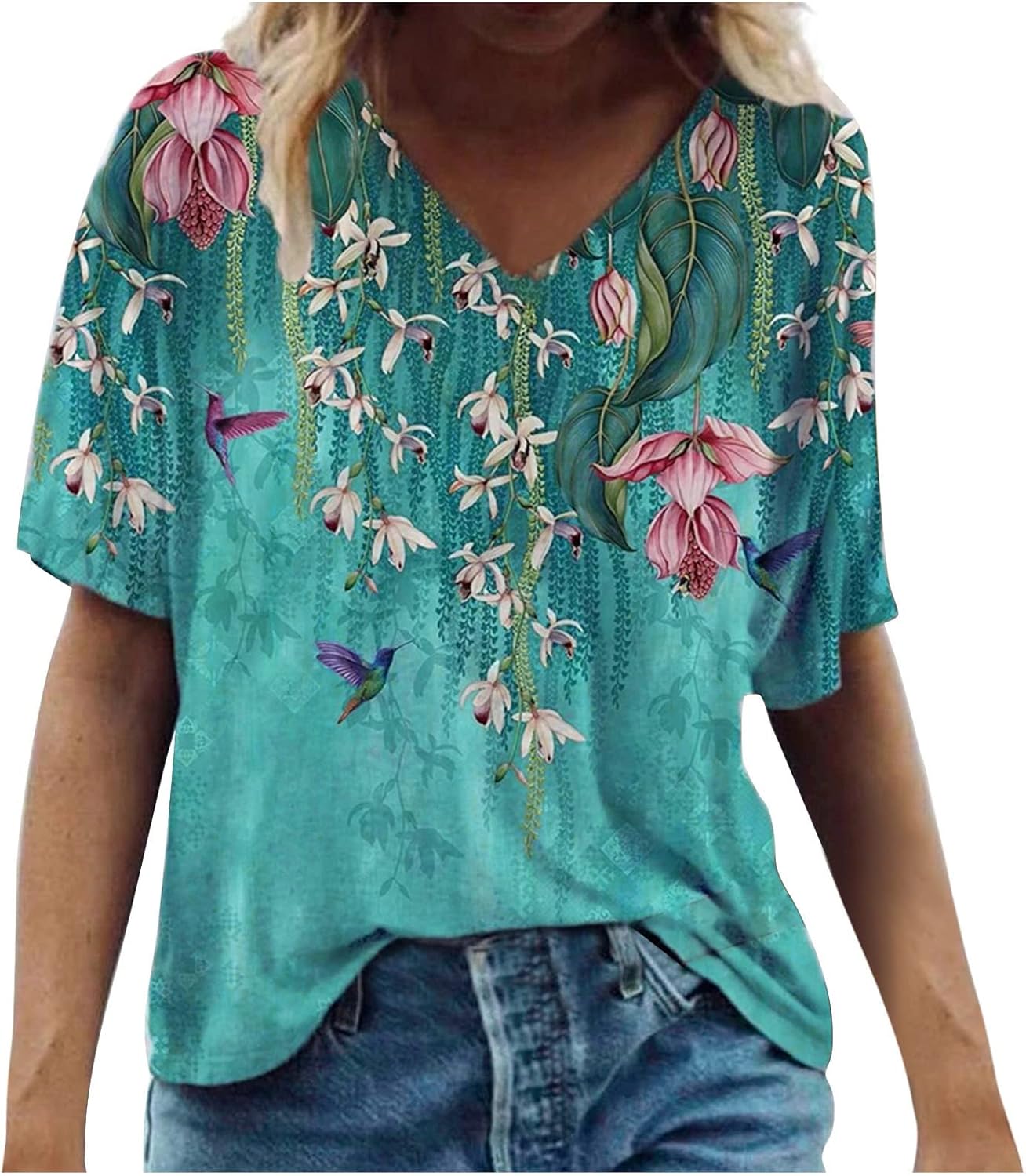 DESKABLY Cute Summer Tops For Women Plus Size Tops O Neck Print Short deskably-cute-summer-tops-for-women-plus-size-tops-o-neck-print-short