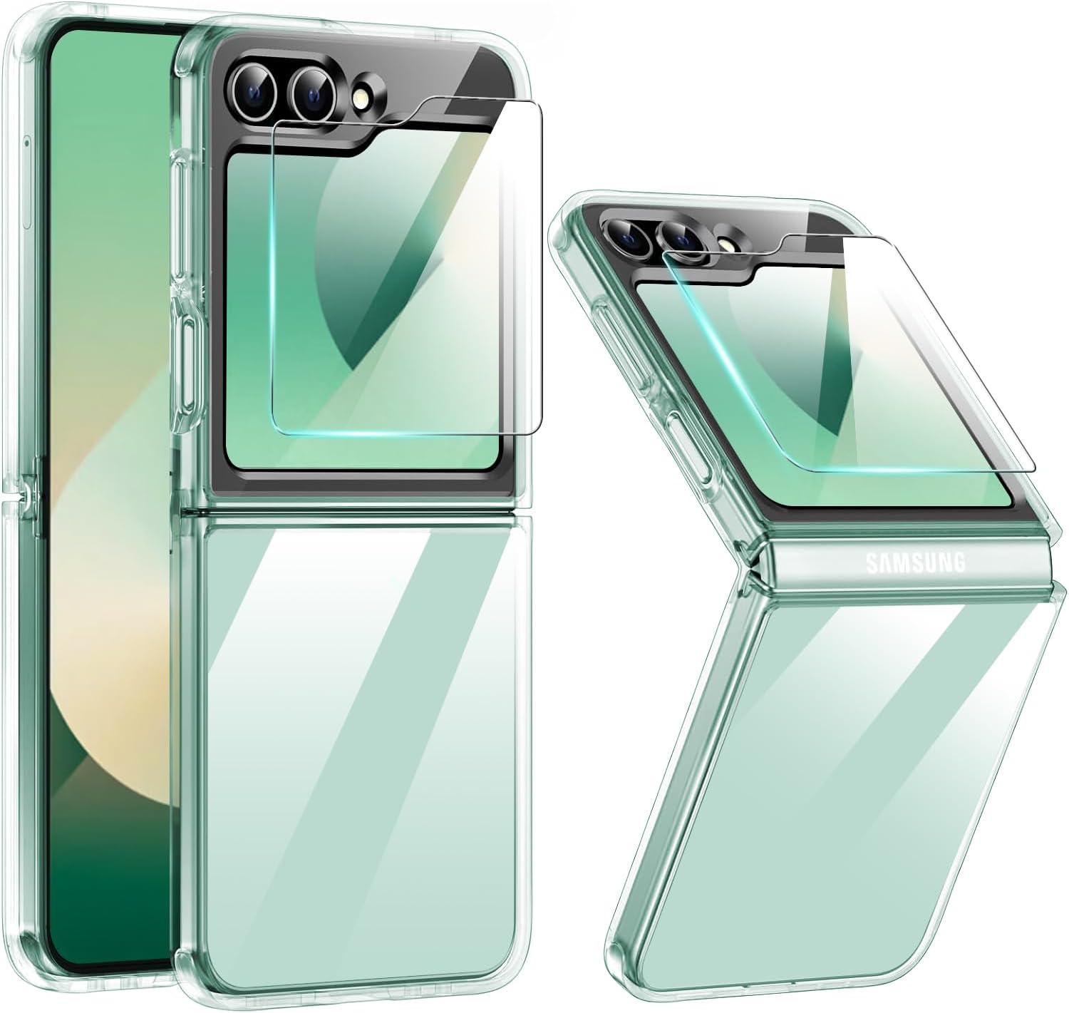 Amazon.com: PUROOM for Samsung Galaxy Z Flip 6 Clear Case Luxury Hinge ...