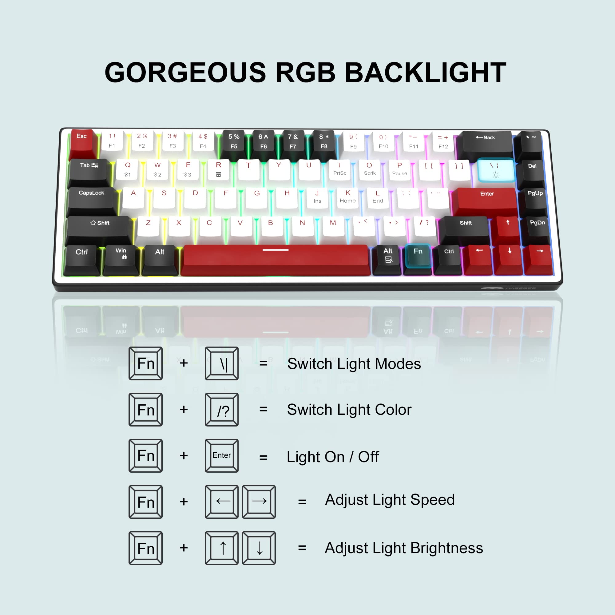Snapklik.com : MageGee 60% Wireless Mechanical Gaming Keyboard, 68 Keys ...