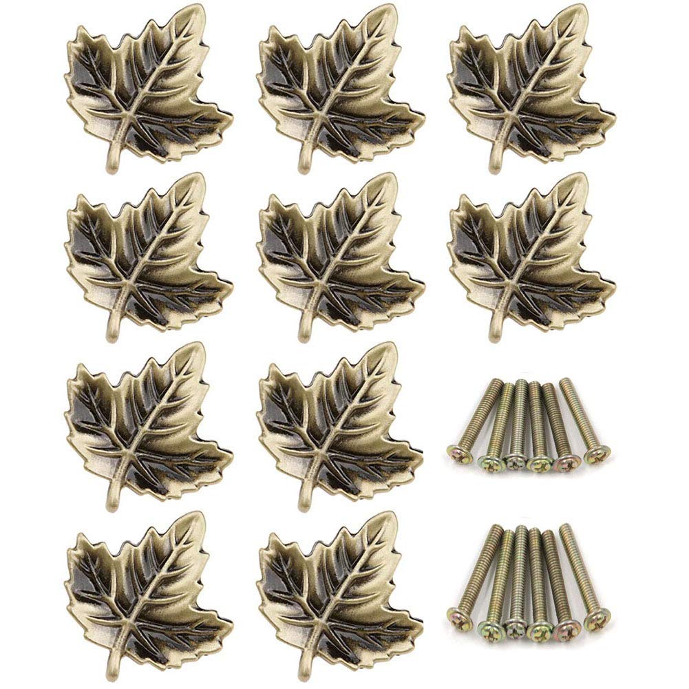 JfwuHap 10Pcs Bronze Maple Leaf knobs Farmhouse Style Decorative Mini ...