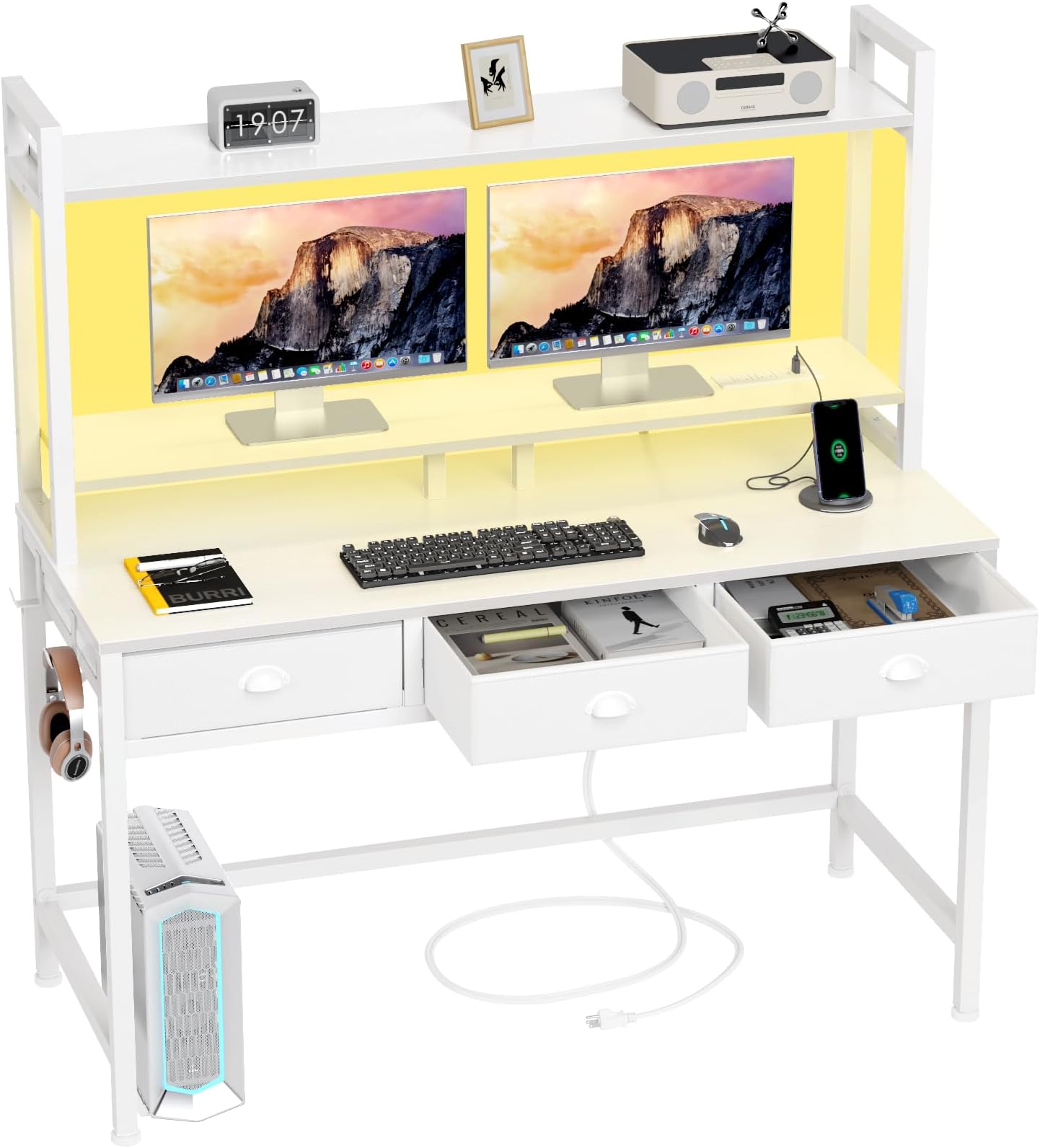 Amazon.com: ALEEIK Computer Desk with Hutch and Bookshelf,Home Office ...