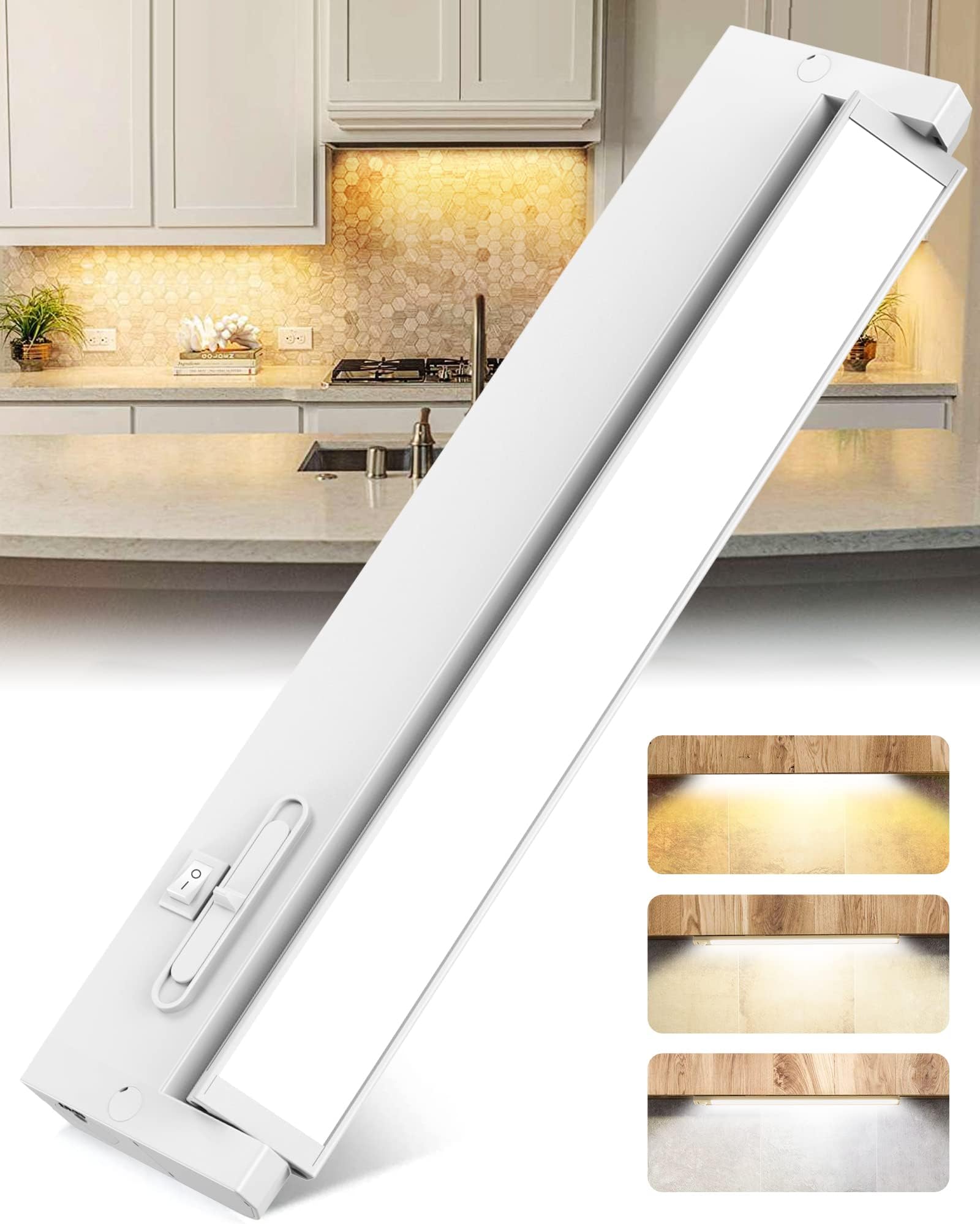 GOOVER Under Cabinet Light 12 Inch,Selectable Color 3000K/4000K/6000K ...