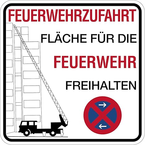 Aufkleber Brandschutzzeichen "Fläche Feuerwehrzufahrt" StVO Schild ...