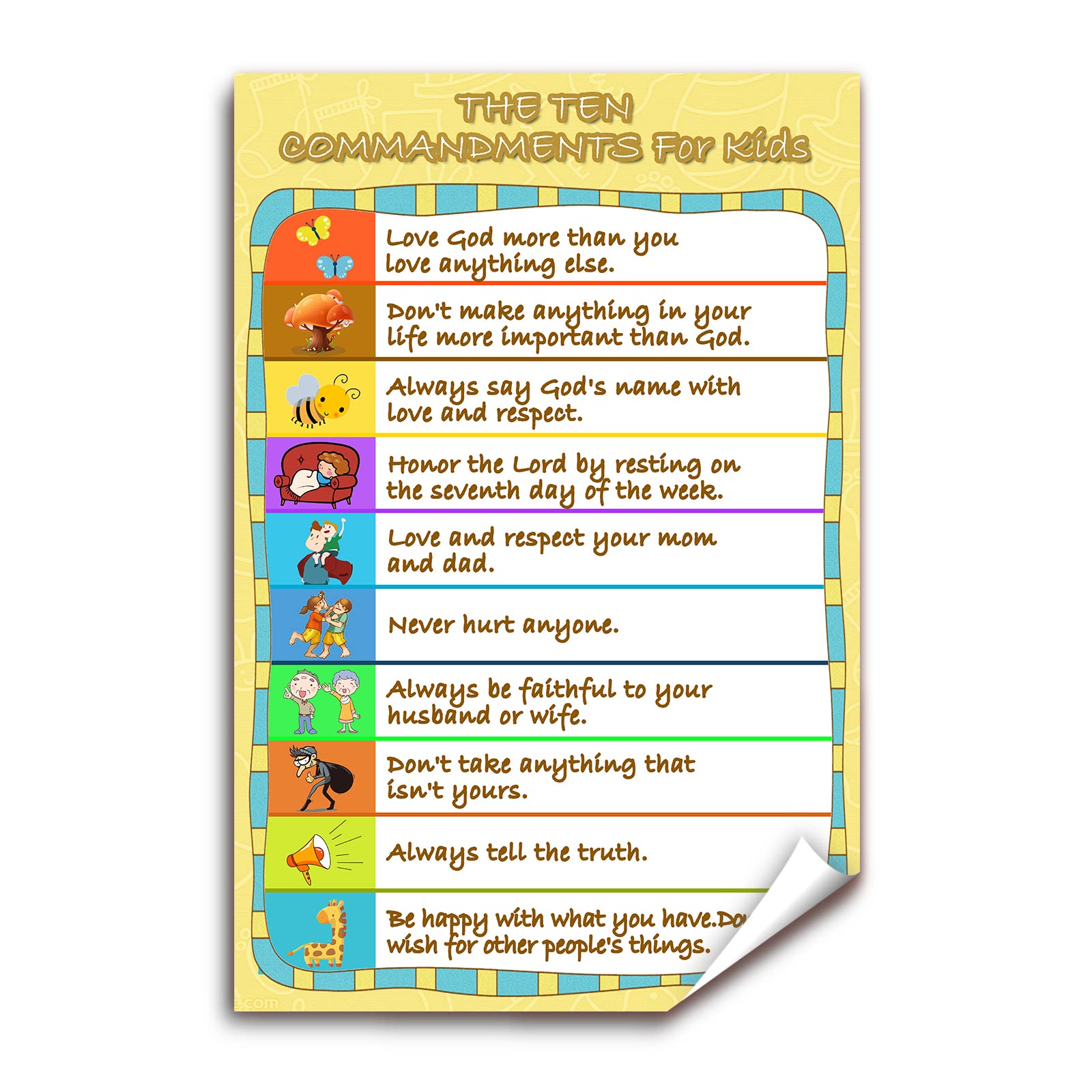 Amazon.com: DUOJOYMO The Ten Commandments for Kids Children's Wall ...