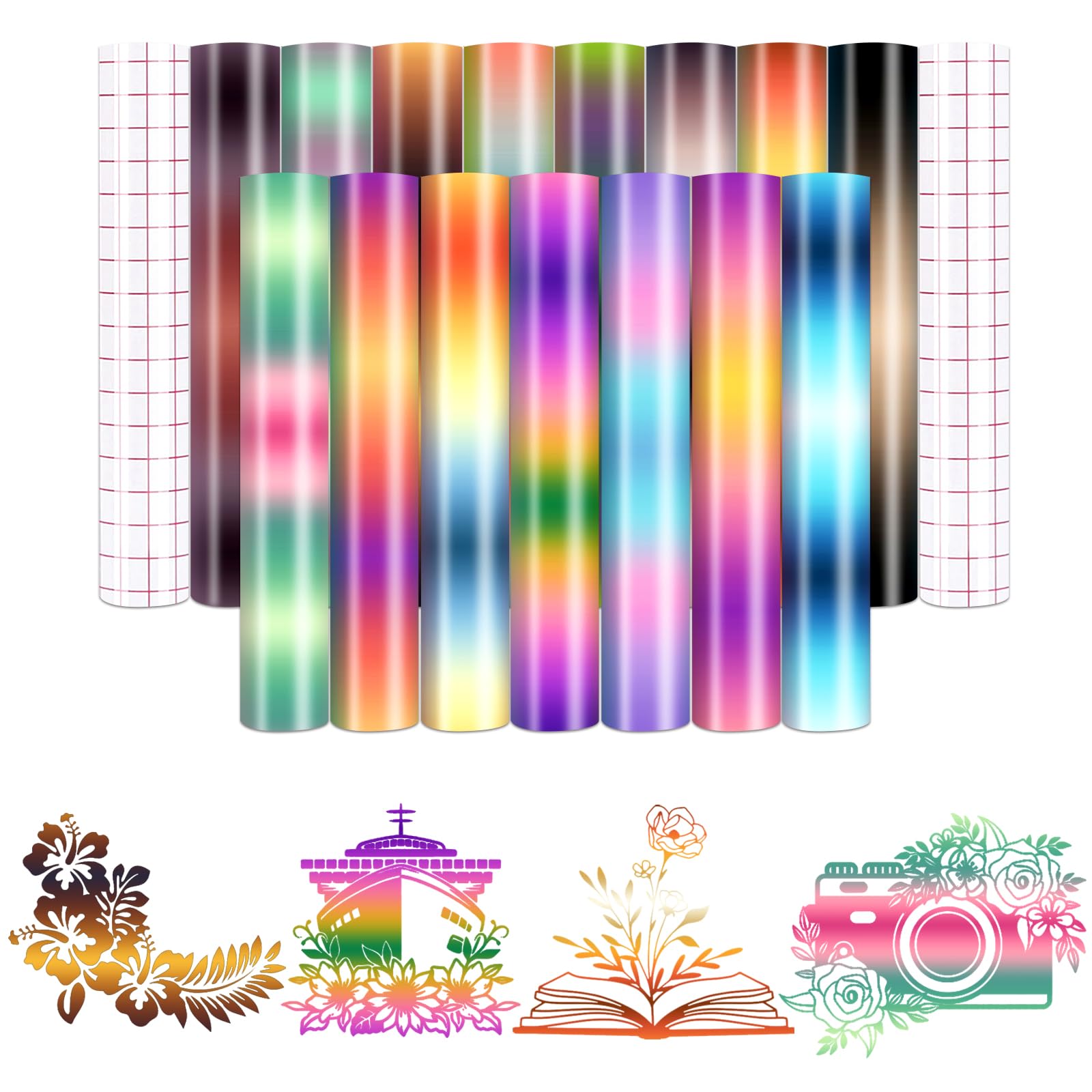 Amazon.com: HTVSTD Gradient Permanent Vinyl - 15 Sheets 12 x 10inches ...