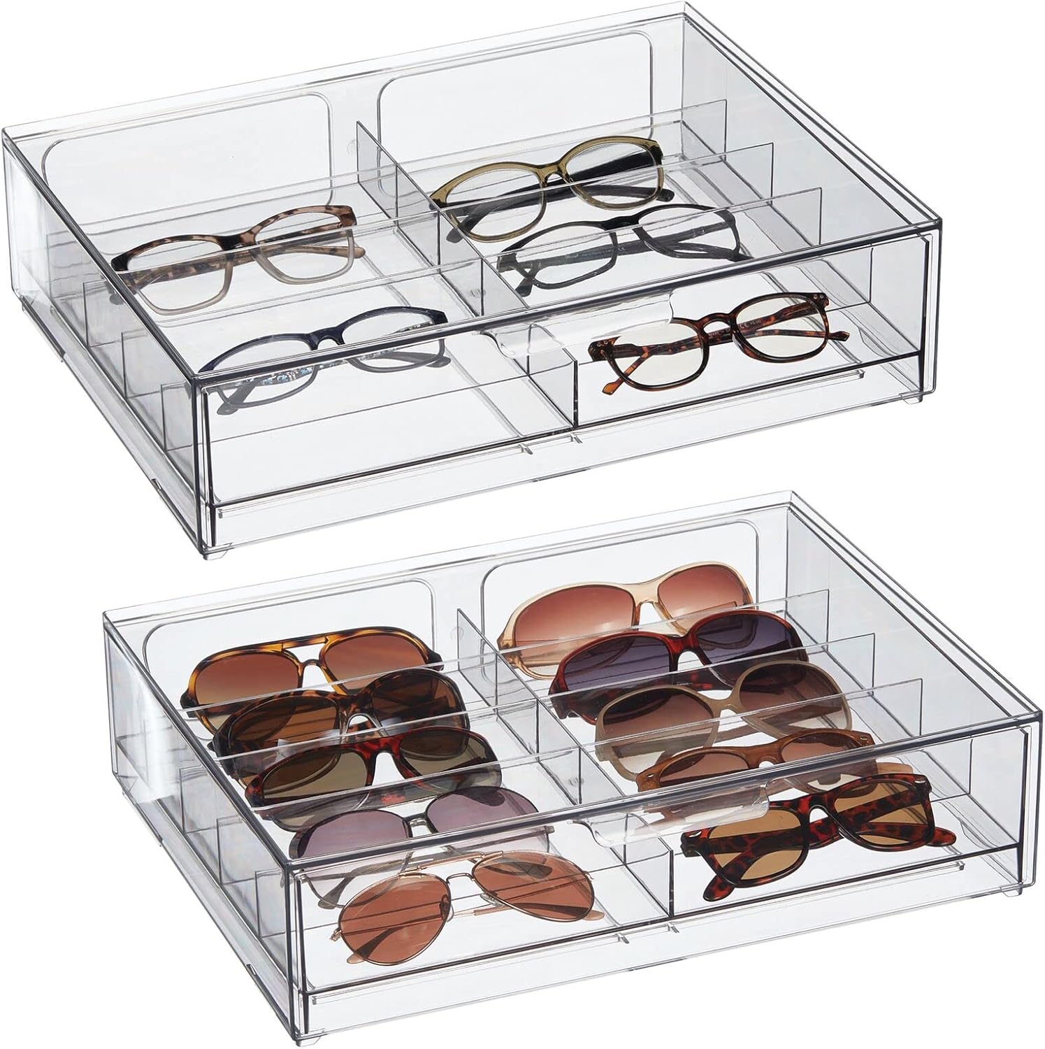 Amazon.com: mDesign Wide Stackable Plastic Eye Glass Organizer Box ...