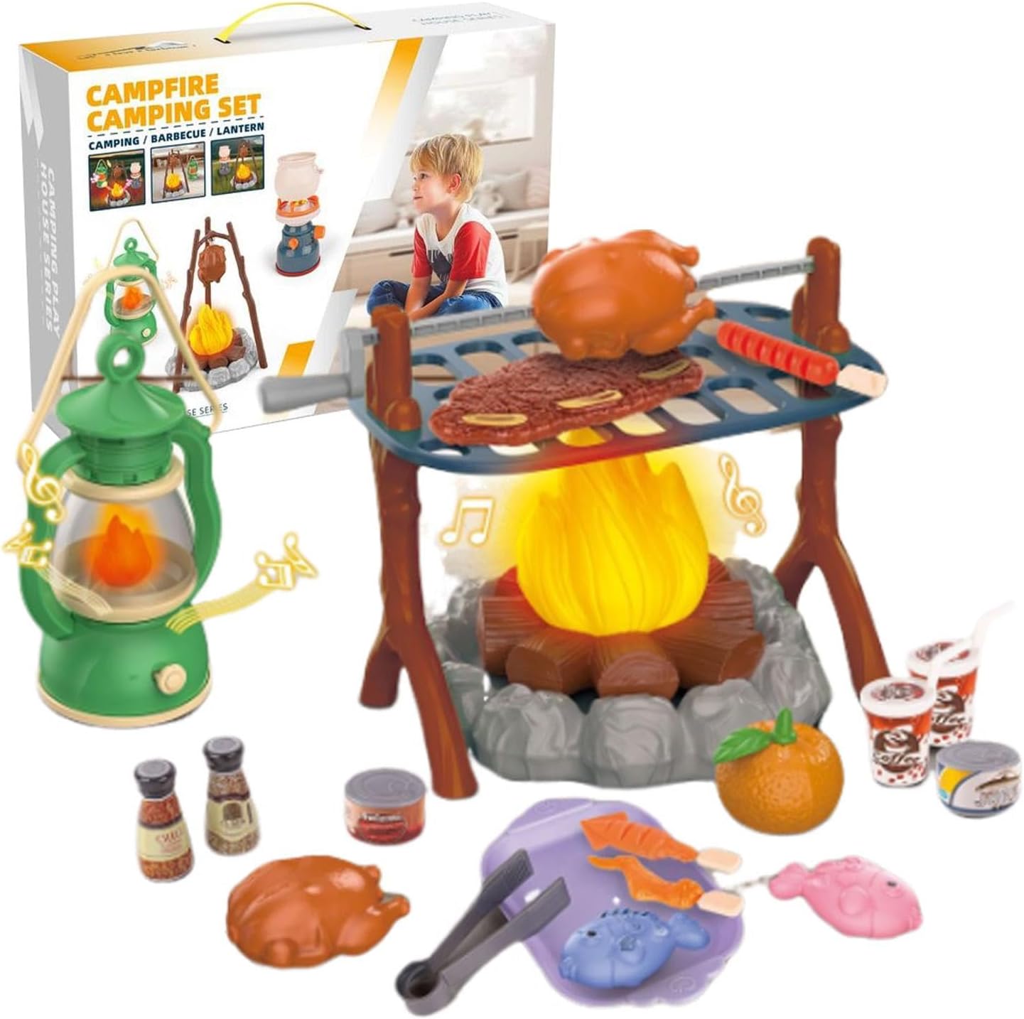 28Pcs Children's Camping Set, Pretend Play Campfire, Adventure Toys for ...