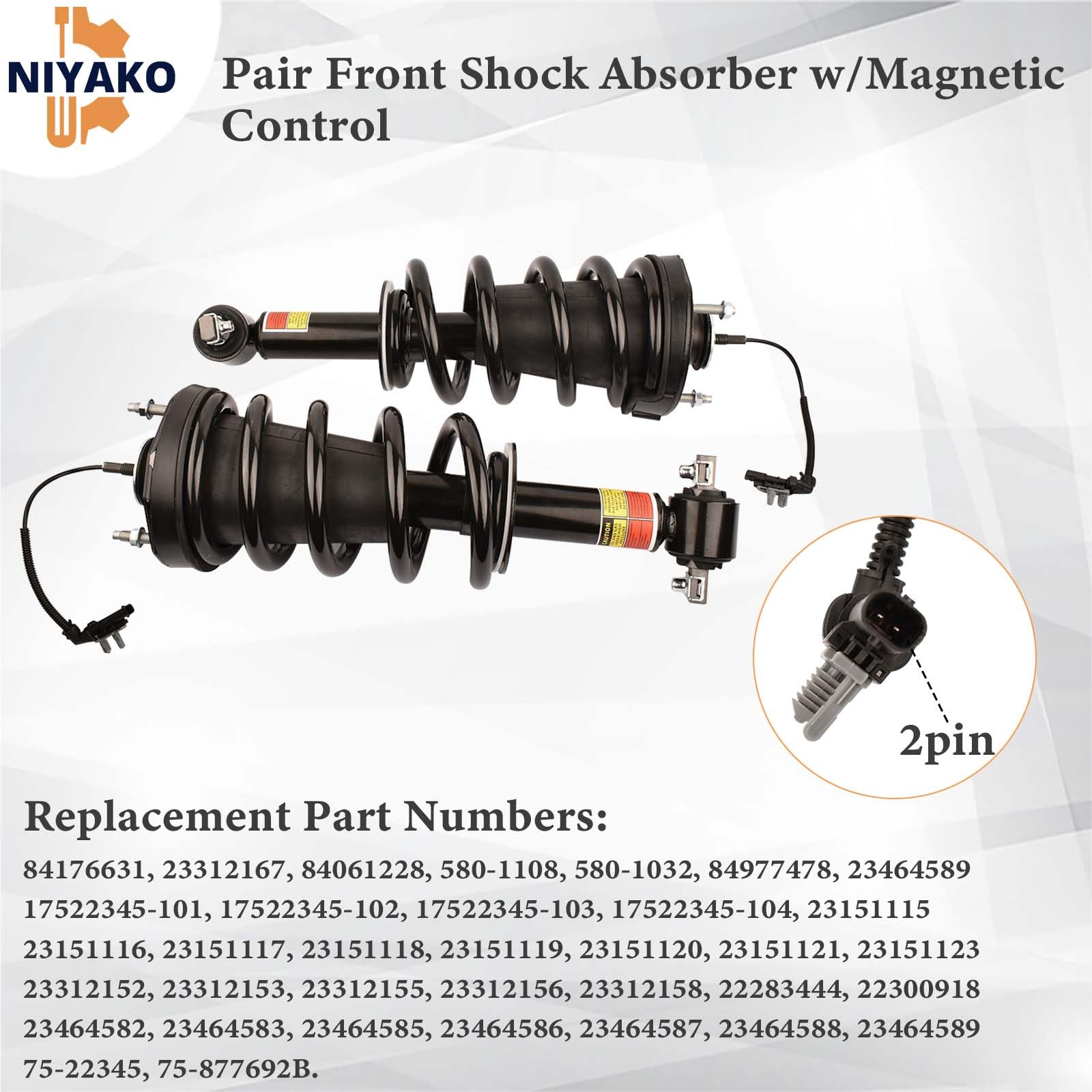 Niyako Pair Front Shock Absorber w/Magnetic Control Replacement ...