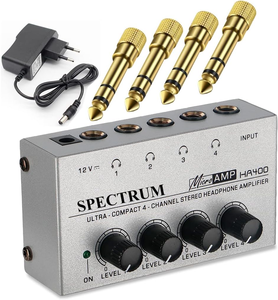 SPECTRUM HA400 Headphone Amplifier 4 Ch Channel Metal Audio Stereo ...