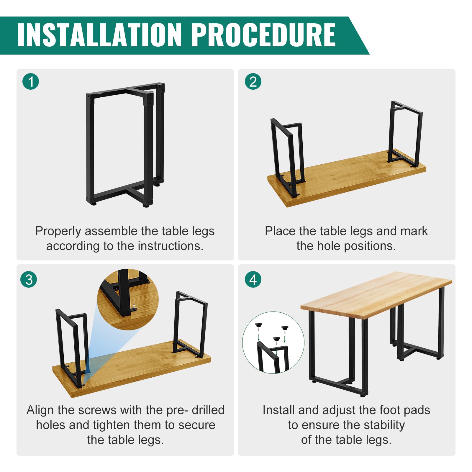 Snapklik.com : Metal Table Legs, 28" H X 24" W Heavy Duty Industrial ...
