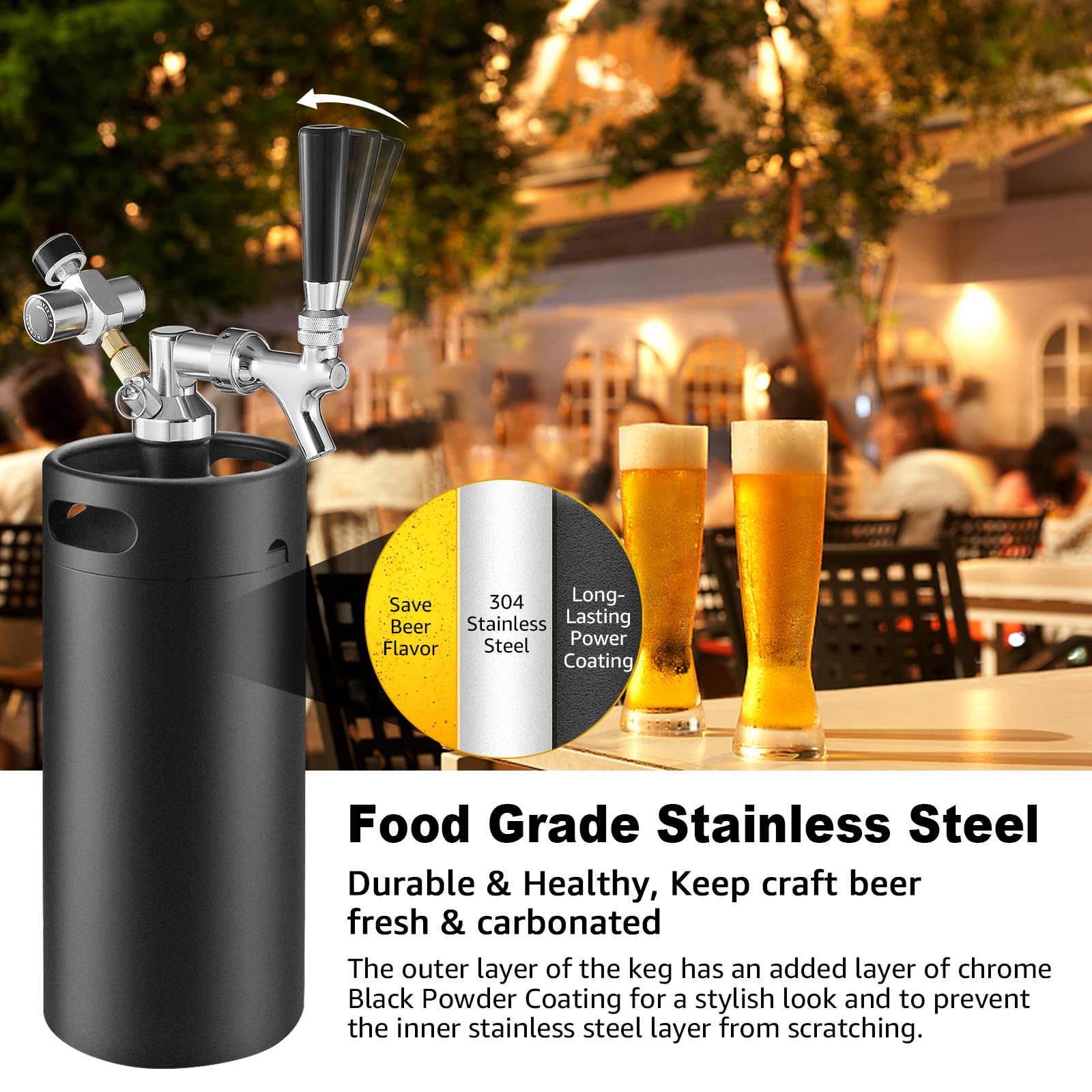 Snapklik.com : Ferroday 128oz 128oz Stainless Steel Beer Growler, Mini ...