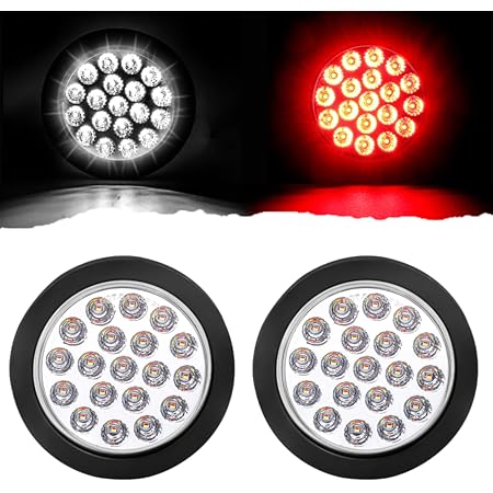 Amazon.com: EXERAUO 4 Inch LED Round Trailer Tail Lights, Red/White 19 ...