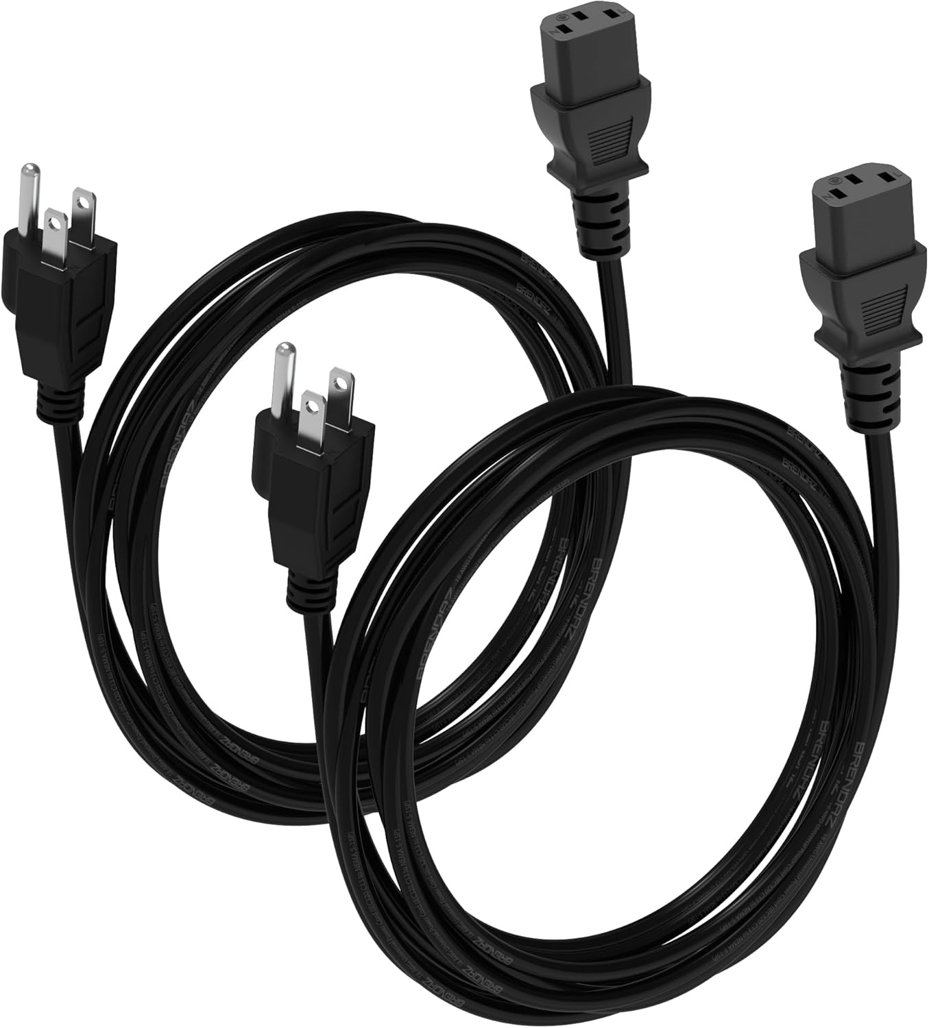 Amazon.com: Universal AC Power Cable - 2 Pack- 3 Prong PC Power Cord ...