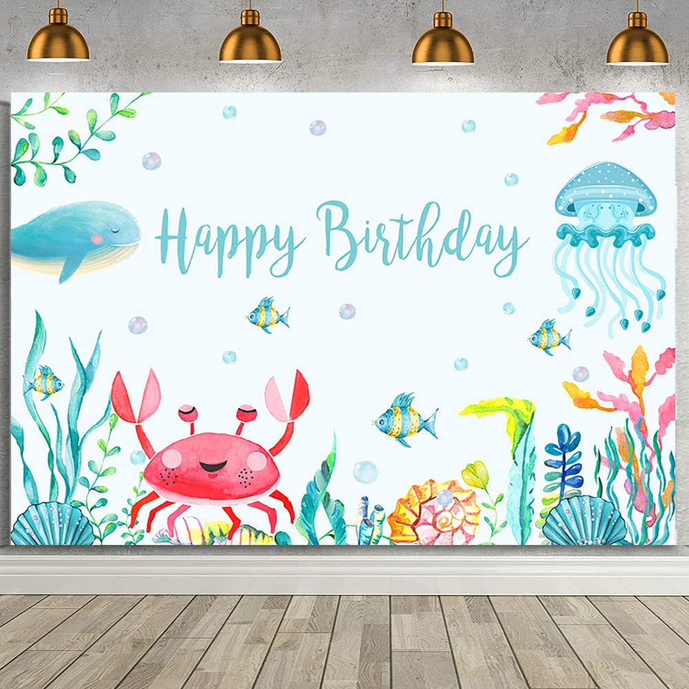 Buy AIBIIN Under The Sea Birthday Party Backdrop Ocean Animals Themed ...