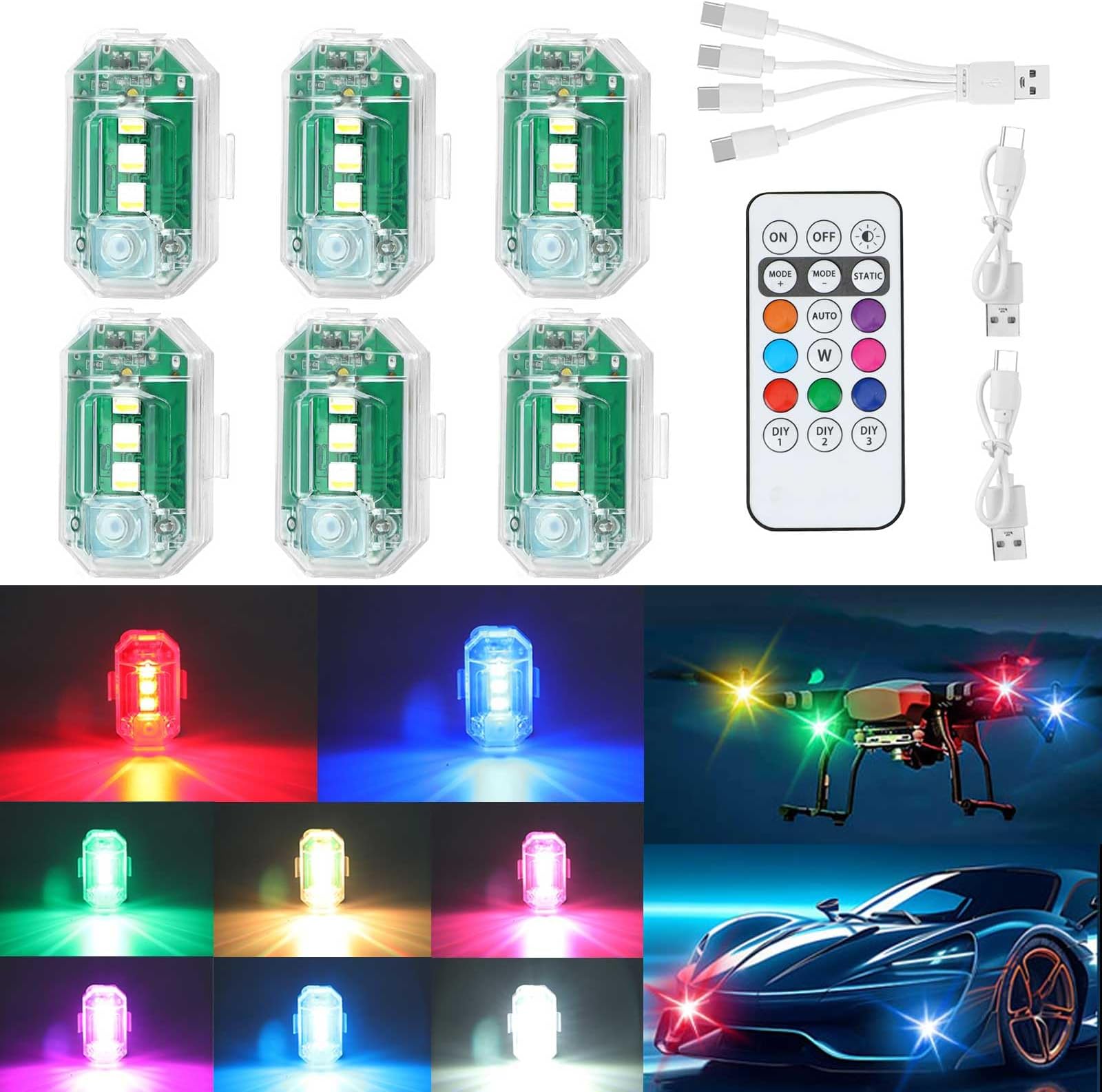 Amazon.com: ANKI HAPPIGO 5PCS LED Strobe Drone Lights,7 Colors Drone ...