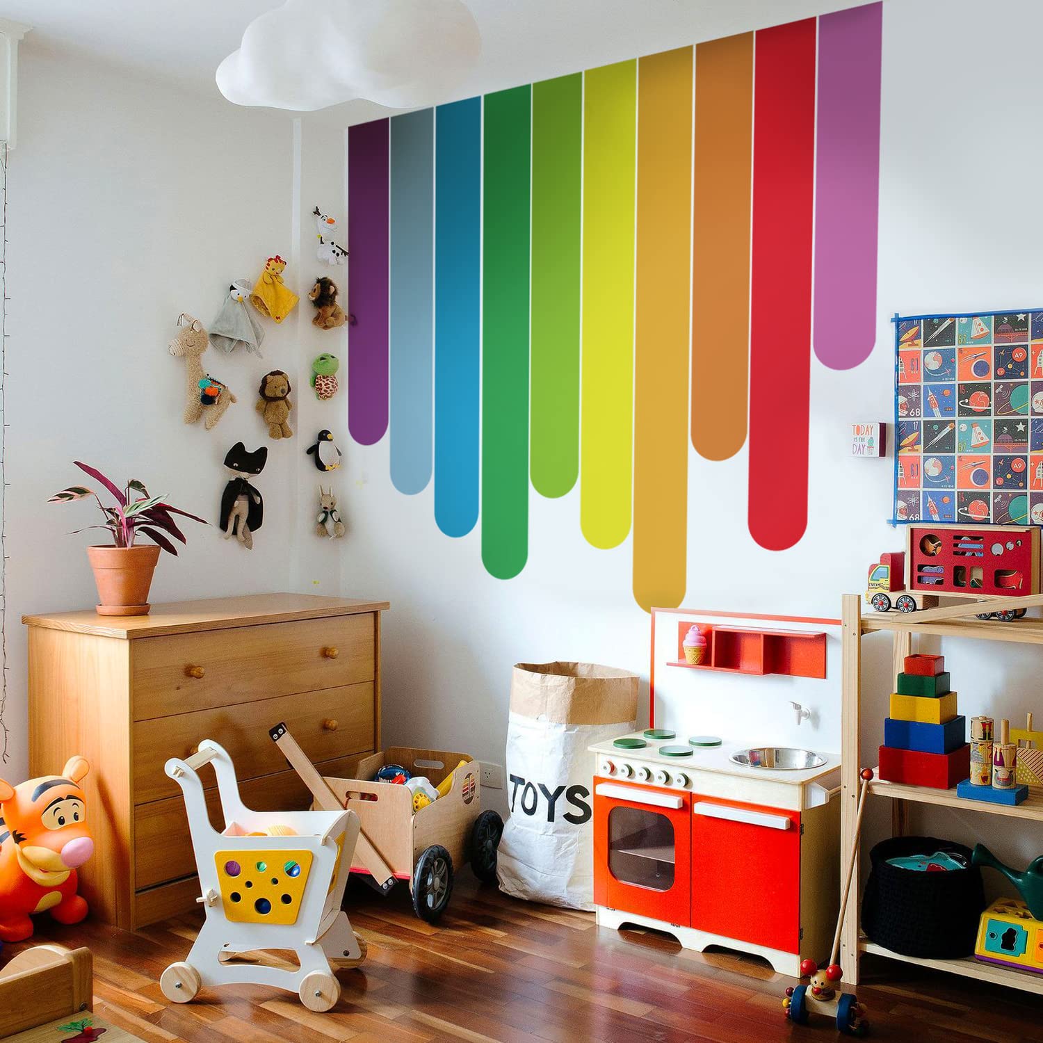 Amazon.com: astrkiz Colorful Vigor Rainbow Wall Border Stickers Peel ...