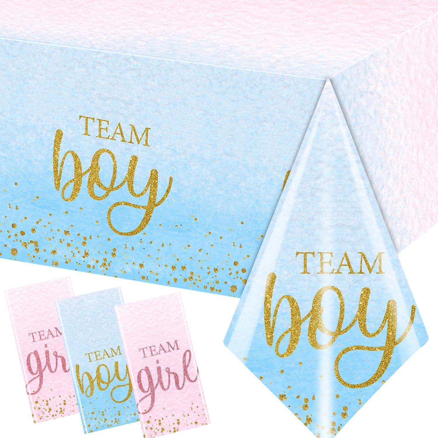 Amazon.com: Gupesxu 3Pack Gender Reveal Tablecovers,Boy or Girl Gender ...