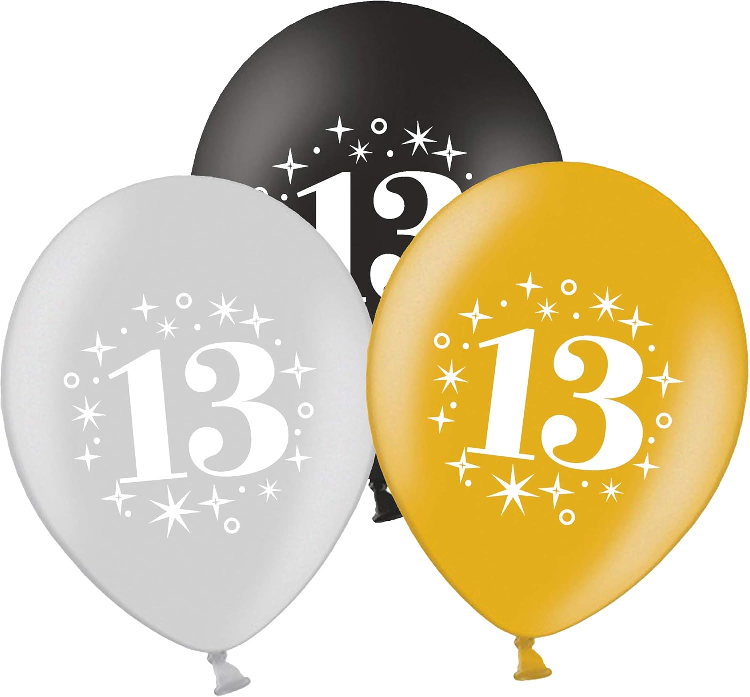 Party-Decor Number 13 Elegant Silver Gold & Black Assorted Sparkle ...