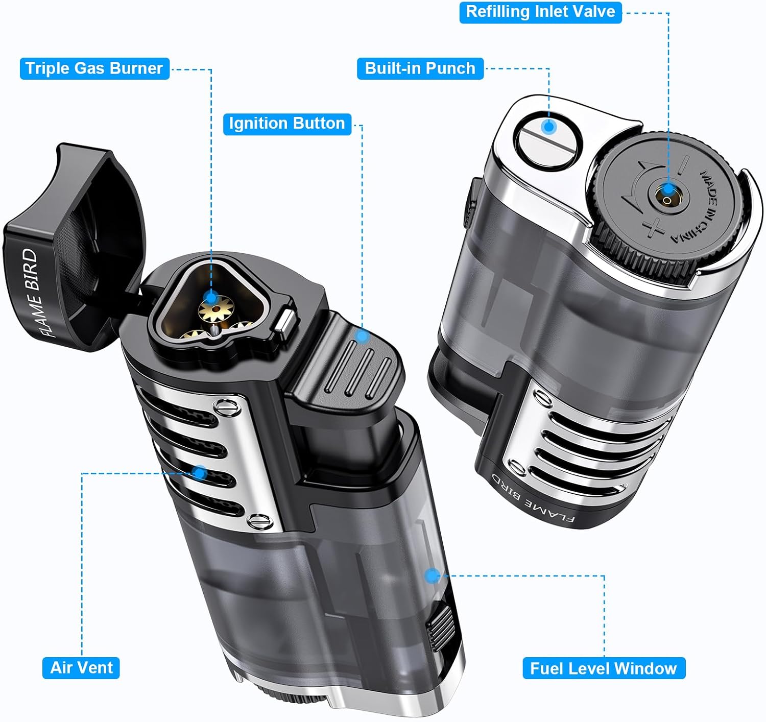 TOPKAY TK-23BK Triple Jet Flame Butane Torch Lighter Instruction Manual