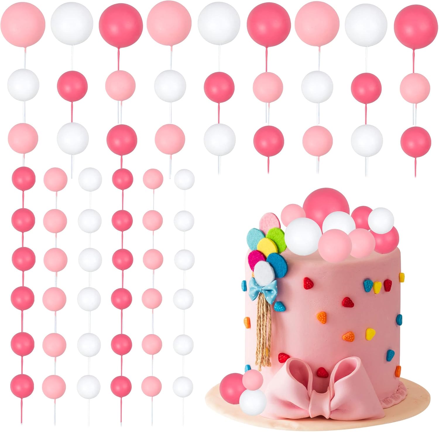 Amazon.com: Gyufise 30Pcs Ball Cake Picks Mini Balloons Colorful Ball ...
