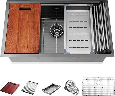 MENATT 32 Inch Drop in Kitchen Workstation Sink, 18 Gauge Stainless ...