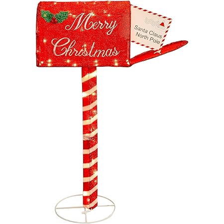 Amazon.com: Celebrations Santa Mail Box Christmas Decor Metal 38inch ...