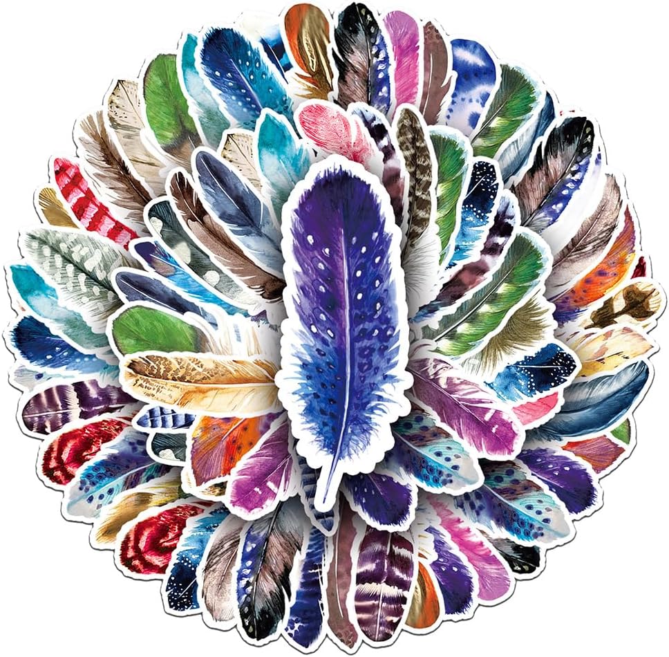 Amazon.com: Feather Stickers for Girls Teens Boys Kids|50Pcs|Exquisite ...