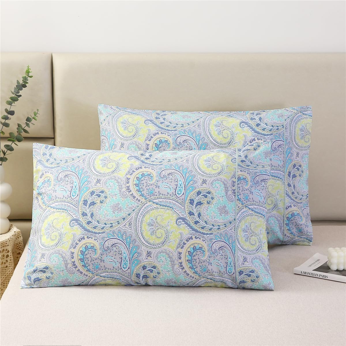 Amazon.com: URBONUR 100% Cotton Pillowcases Set of 2 King Size Boho ...