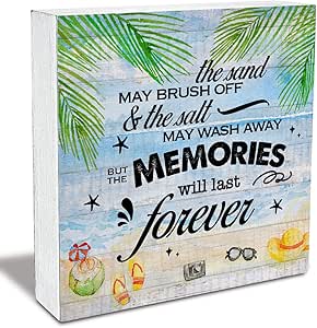 Amazon.com : Rustic Beach Wood Box Sign the Sand May Brush off the Salt ...