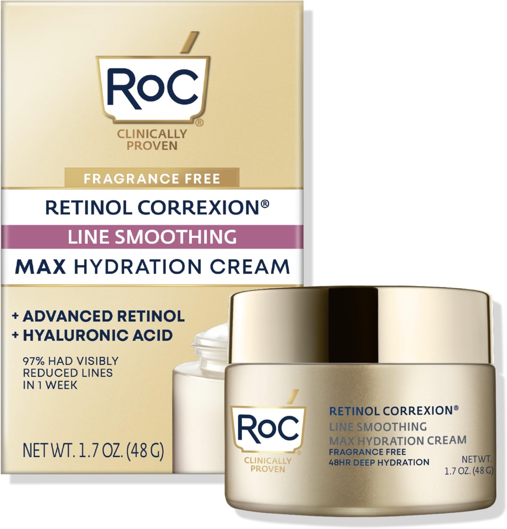 Amazon.com: RoC Hydration+ Hyaluronic Acid Moisturizer Face Cream ...
